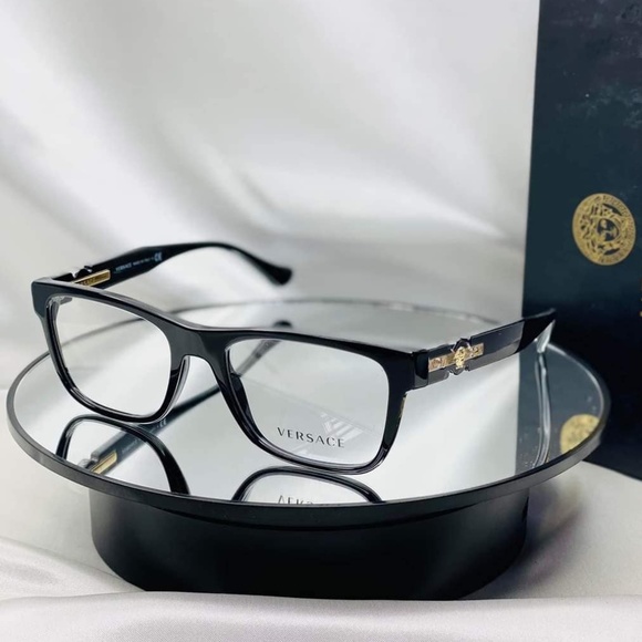 Versace | Accessories | Nwt Versace Ve333 Gb Black Rectangle Eyeglasses ...